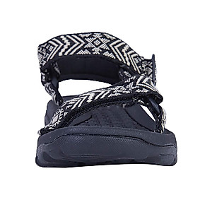 Colgo Women's Sport Sandals Comfort Classic Athletic Hiking Sandals with Arch Support Outdoor Wading Beach Water Shoes (Black/Pattern, 6)