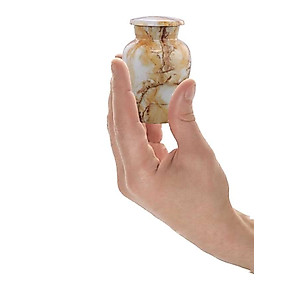 Small Keepsake Cremation Urns for Human Ashes - Marble Finish Metal Keepsake Urn - Mini Cremation Urn for Pet Ashes - Handcrafted Memorial Urn - Funeral Urns with Velvet Bag (Monalisa)