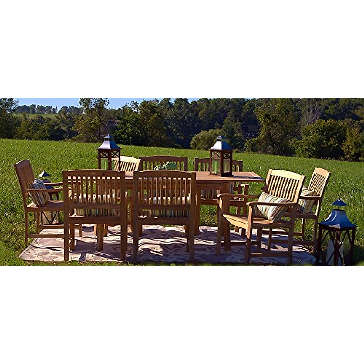 Pebble Lane Living 9 Piece Teak Patio Dining Set, 8 Grade A Teak Dining Chairs & 1 Extendable Dining Table