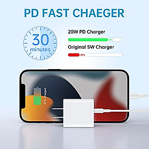 USB C Wall Charger Block 20W, Dual Port USB-C Wall Plug-in USB Charger 20W PD & QC3.0 USB A Fast Charging Block for iPhone 14/13/12/11 /Pro Max, iPad Pro, AirPods Pro, Samsung Android Phones and More