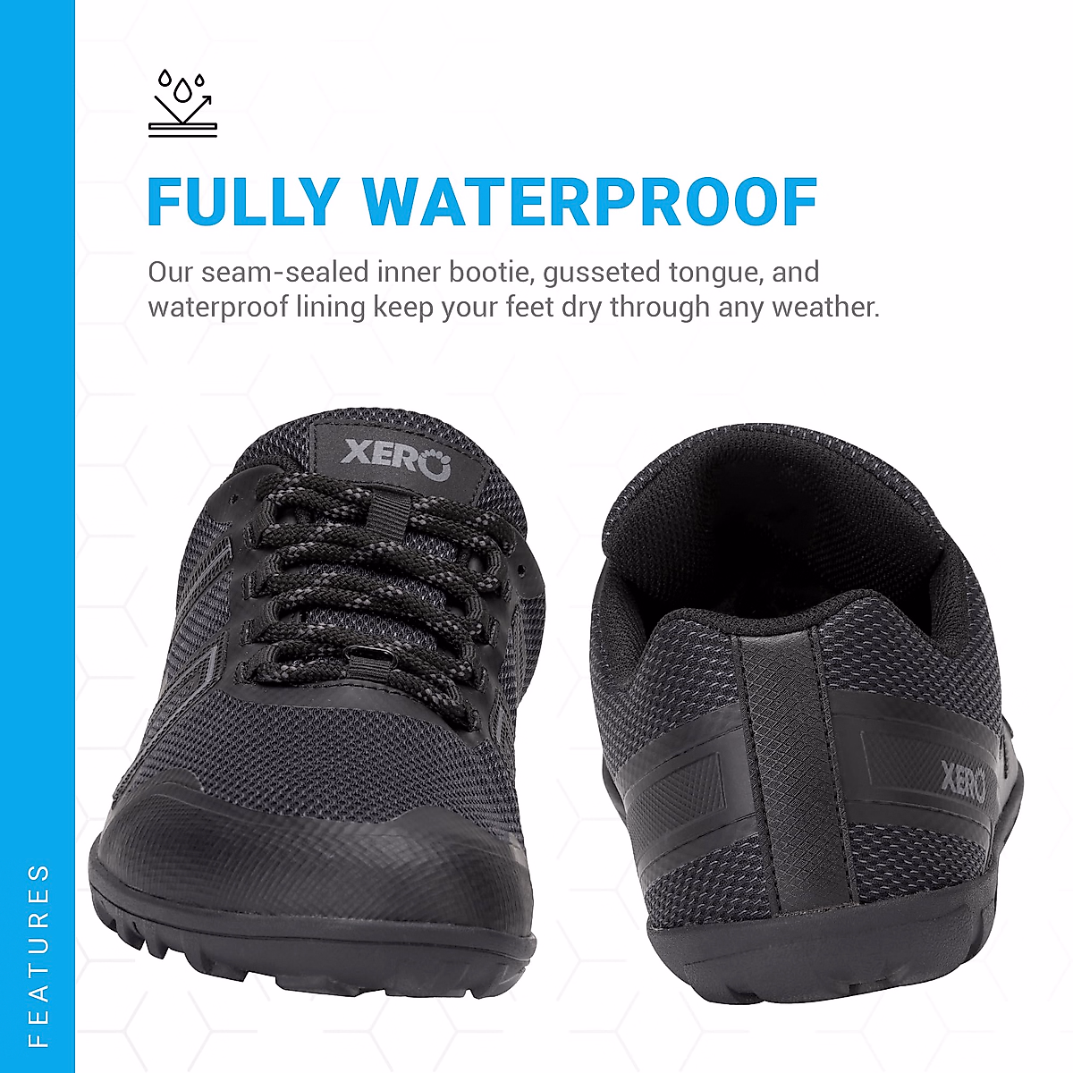 Xero Shoes Men's Mesa Trail Barefoot Waterproof Trail Runner Black, 13