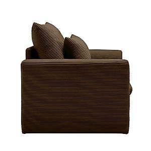 SLEERWAY Oversized Accent Chair for Living Room, 51" Comfy Corduroy Sofa with Lumbar Pillow, Modern Oversized Single Sofa Chair and A Half with Wide Armrest for Living Room, Apartment, Office, Brown