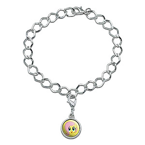 GRAPHICS & MORE My Little Pony Fluttershy Face Silver Plated Bracelet with Antiqued Charm