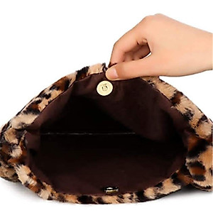 BABABA Plush bag women's bag new leopard single shoulder bag leisure large capacity wool straddle bag