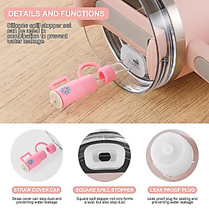 Upgraded Stanley Spill Stopper Set for Stanley Quencher H2.0 FlowState 30oz/40oz, Stanley Cup Accessories, Including 2 Straw Cover Cap, 2 Square Spill Stopper and 2 Round Leak Stopper (H2.0-6PCS)