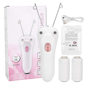 Cordless Electric Facial Threading Hair Removal for Women, Rechargeable Facial Cotton Threading Hair Shaver Hair Removal Beauty Epilator Trimmer for Fast Removing Very Fine Vellus Hair on Face & Chin