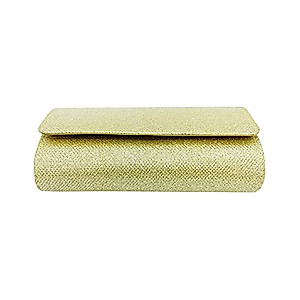 Satin Glitter Evening Bag Women Stylish Clutch Purse Smartphone Flap Handbag Golden