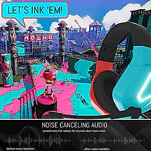 Orzly Gaming Headset with Mic for Nintendo Switch OLED and Lite Joycon Color Match with Led Light Microphone & Remote - Hornet RXH-20 Tanami Edition