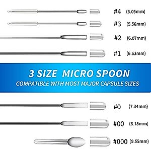 Capsule Filling Machine Tools Kits Micro Tiny Spoon Spatula, Lab Scoop Filling Tray, Herb Powder Tamper Tool for Lab Capsule Filler Pill Maker, Fit Empty Capsules Sizes 000 00 0 1 2 3