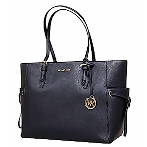 Michael Kors Gilly Large Jet Set Drawstring Top Zip Tote Black Saffiano Leather