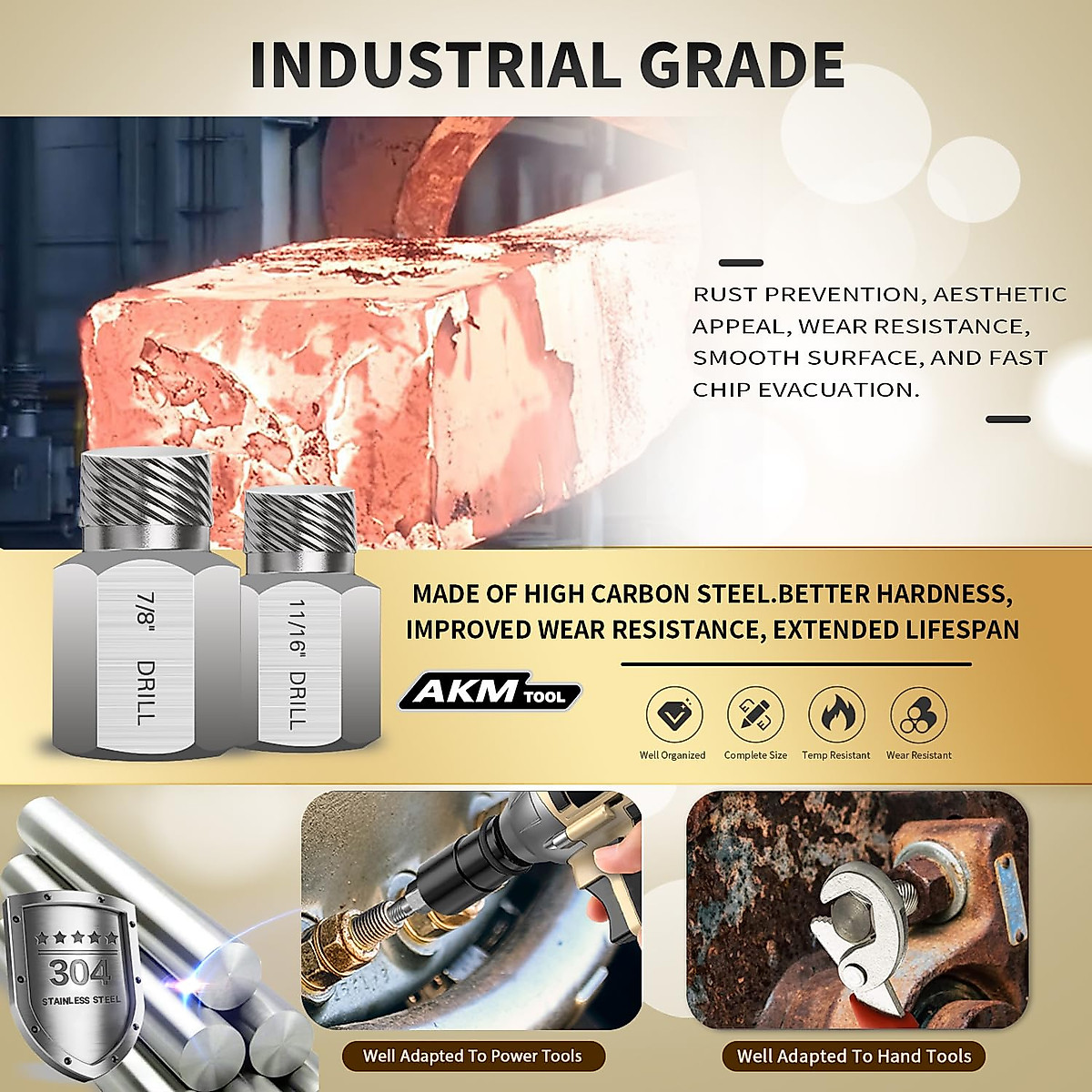 AKM 25Pcs Screw Extractor Set, Hex Head Multi-Spline Easy Out Bolt Extractor Set, Chrome Molybdenum Alloy Steel Rounded Bolt Remover