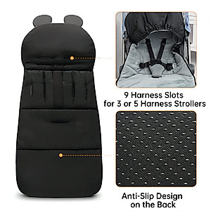 Stroller Bunting Bag for Baby, Infant Bunting Bag Winter Baby Sleeping Bag for Stroller Footmuff Waterproof, Warm Bunting Bag Toddler Sleeping Bag, Outdoor Universal Baby Bunting Bag, Black