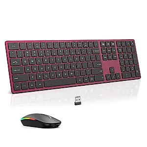 Wireless Keyboard and Mouse, 2.4G Quiet Cordless Mouse and Keyboard Combo USB Wireless Set Full Size with Number Pad, for Computer Laptop Desktop Window Mac Chrome OS 11
