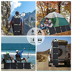 ZKEEZM Portable Solar Panels for Camping, 80w Foldable Solar Panels, Camper Solar Panel kit for Power Station Generator, Compatible with Jackery, EF, Bluetti, Anker, Goal Zero Folding Solar Suitcase