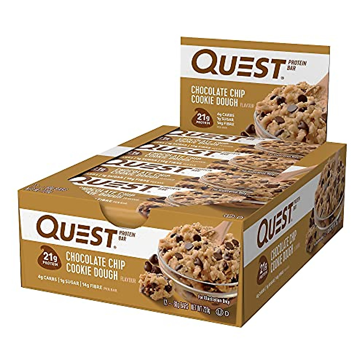 Quest Protein Bar Chocolate Chip Cookie Dough, 2.12 Ounce