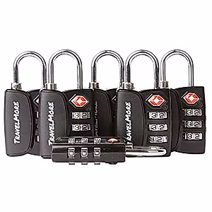 Open Alert Indicator TSA Approved 3 Digit Luggage Locks to Lock Travel Suitcase (6 Pack, Black)
