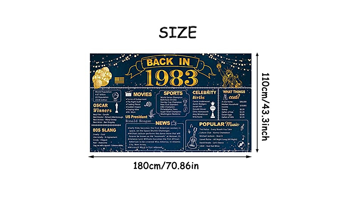 DARUNAXY 40th Birthday Banner - Vintage 'Back in 1983' Decor