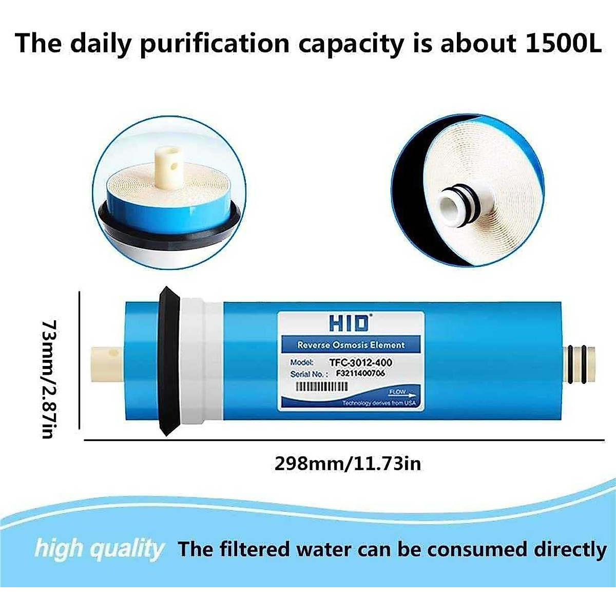 INKIB 3012-400g Replacement Filter Filtration System 400G Water Purification Ro Membrane Anti-Drying Membrane Purification Membrane