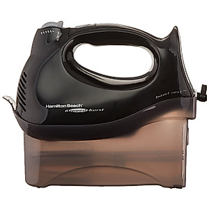 Hamilton Beach Power Elite Blender with 40oz Glass Jar 3-Cup Vegetable Chopper, Black and Stainless Steel (58149) & Beach 6-Speed Electric Hand Mixer with Snap-On Case, Beaters, Whisk, Black (62692)