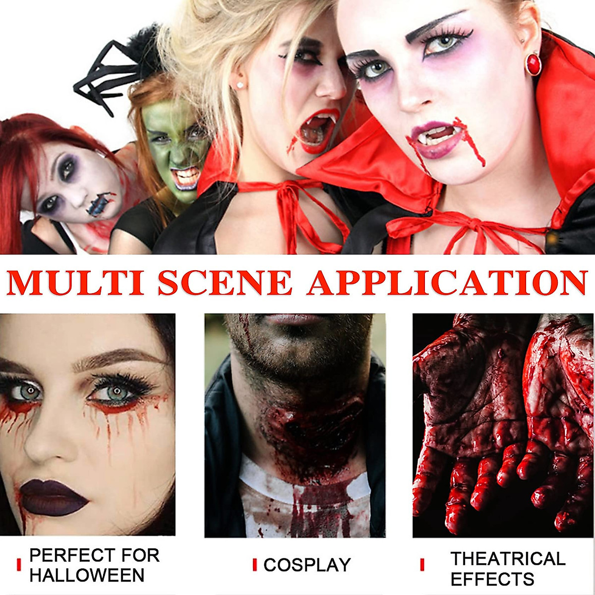 BKPPLZP Fake Blood Washable Makeup,1.01oz(30ML) Halloween Fake Liquid Blood for Zombie Bride,Clothes,Monster SFX Scary Clown and Vampire Makeup & Monster Dress Up Cosplay,1 Pack