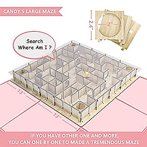 Hamster Maze Bamboo Toy House, Small Animal Large Creative DIY Hideout Cage Decor, Pet Exploring Multi-Chamber Hut, Composable Build Habitats, Playground & Climbing Labyrinth Activity Center