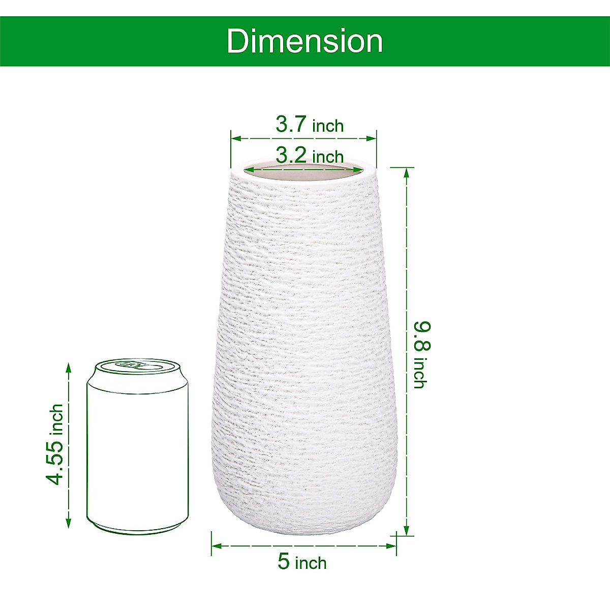 D'vine Dev 10 Inch Textured White Elegant Oval Ceramic Vase for Flowers, Home Décor Vase with Design Box, VS-LD-B-3