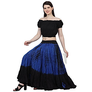 Wevez Women's American 25 Yard Cotton Skirt (Blue Tie Dye)
