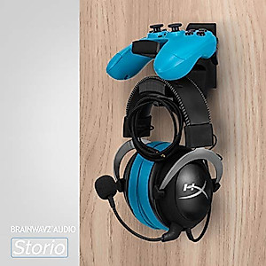 BRAINWAVZ The STORIO - Gamepad Controller & Headphone Hanger Holder Stand - Designed for XBOX ONE, PS4, PS3, PS5, Dualshock, Switch, PC, Steelseries, Steam & More, Black