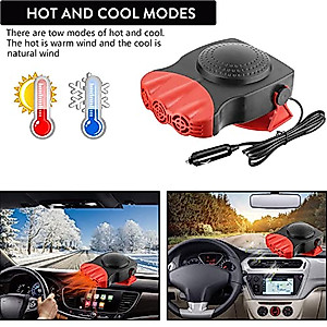 Car Heater 12V,2 in1 Fast Heating Defrost Defogger for Car Windshield, Portable Car Heater Defroster That Plugs into Cigarette Lighter with 180° Rotating Base, 150W Car Heating and Cooling Fan