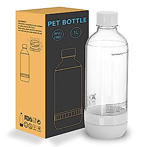 pinci Reusable Soda Stream 1-Liter Carbonating Bottles,BPA-Free Sparkling Water Bottle,Compatible Soda-stream Water Maker(White)