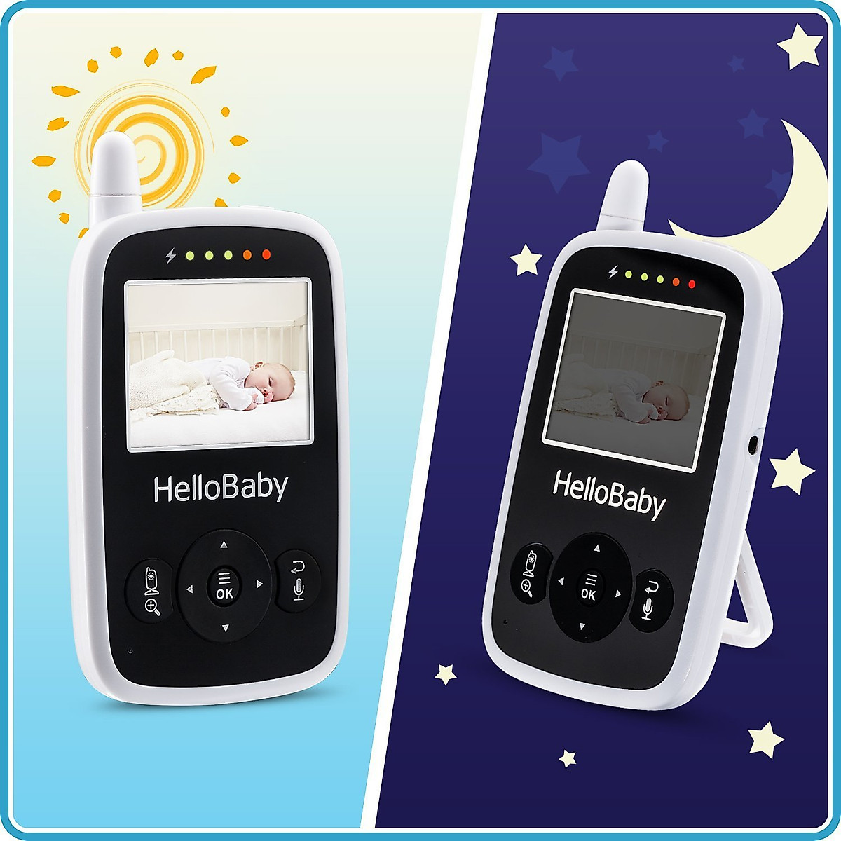 Hello Baby Wireless Video Baby Monitor with Digital Camera HB24, Night Vision Temperature Monitoring & 2 Way Talkback System, White