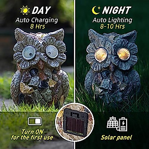 CMTGYPIN Solar-Powered LED Owl Garden Light | Durable Resin Yard Ornament | Outdoor Figurine for Gardens, Patios, and Lawns | Perfect Christmas Decoration and Gift (Owl)
