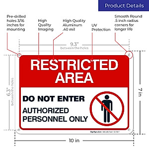 Sigo Signs Authorized Personnel Only Sign, Restricted Area Sign, Do Not Enter, (2 Pack) 10x7 Inches, Rust Free .040 Aluminum, Fade Resistant, Made in USA by Sigo Signs
