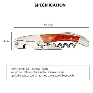 GAJING Exquiste Waiter Corkscrew for Bartenders, Professional Wine Opener With Premium Rosewood Handle,Double Hinged Bottle Opener with Serrated Foil Cutter for Sommelier, Bartend