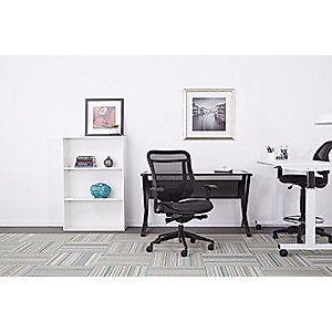 SPACE Seating Breathable Mesh High Back and Padded Black Leather Seat, Ultra 2-to-1 Synchro Tilt Control, Seat Slider and Gunmetal Finish Executive Chair