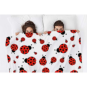 HGOD DESIGNS Ladybug Throw Blanket,Red Ladybug Pattern Soft Warm Decorative Throw Blanket for Baby Toddler or Pets Cat Dog 30"X40"
