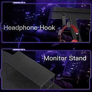 Casaottima Gaming Desk L Shaped Computer Desk, Corner Desk for Home Office with Monitor Stand 51", Black