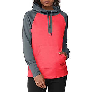 Hanes womens Sport Performance Fleece Pullover Hoodie Hoody, Dada Grey Solid/Razzle Pink Heather, Large US