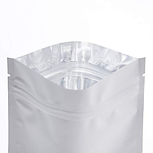 QQ Studio 100pcs Double-Sided Matte Foil Flat Packaging Zipper Seal Bags (3" x 4", Matte White)