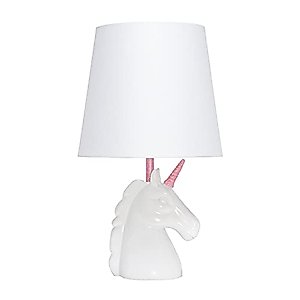 Simple Designs LT1078-PNK Sparkling Glitter Unicorn Table Lamp, Pink