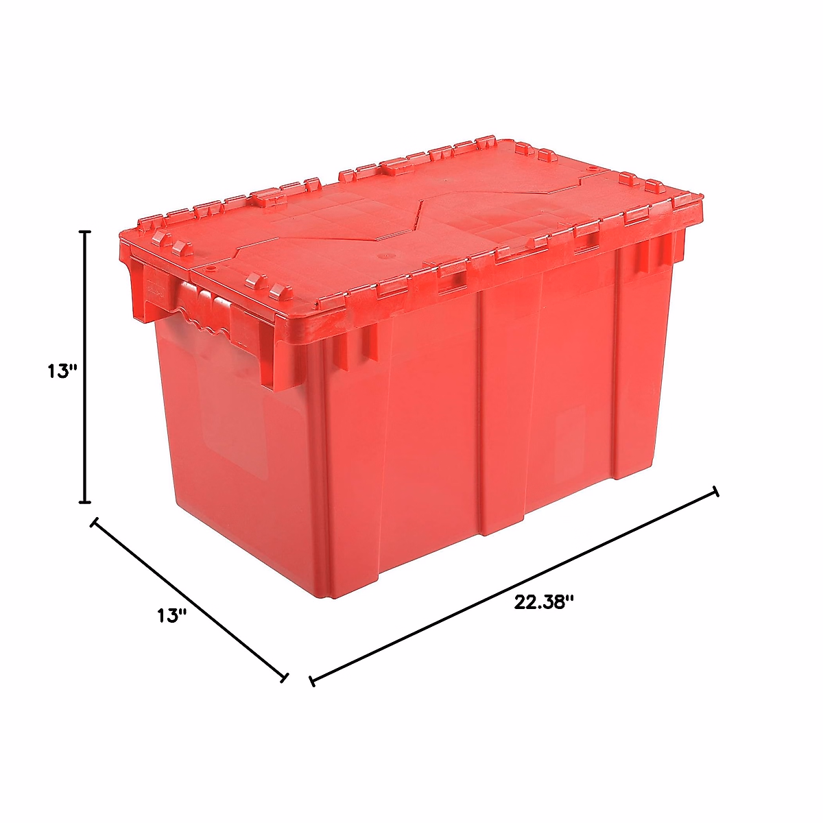 Distribution Container with Hinged Lid, 22-3/8x13x13, Red