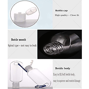 XITENBAO Travel Bottles with Keychain, 2oz/50ml Portable Plastic Travel Bottles - Leakproof Squeeze Bottles with Flip Cap - Empty Refillable Containers for Conditioner Body Wash Liquid etc