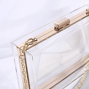 Transparent Acrylic Clutch Bag, Women Clear Acrylic Purse, 1-Piece Transparent Clutch Bag, Personalized Transparent Shoulder Bag With Detachable Gold Bag Chain For Laser Engraving Crafts, Gift, Party