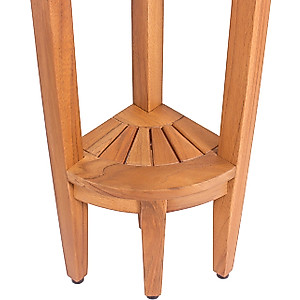 AquaTeak Kai Teak Corner Bath Shelf with Angled Shaving & Washing Foot Rest