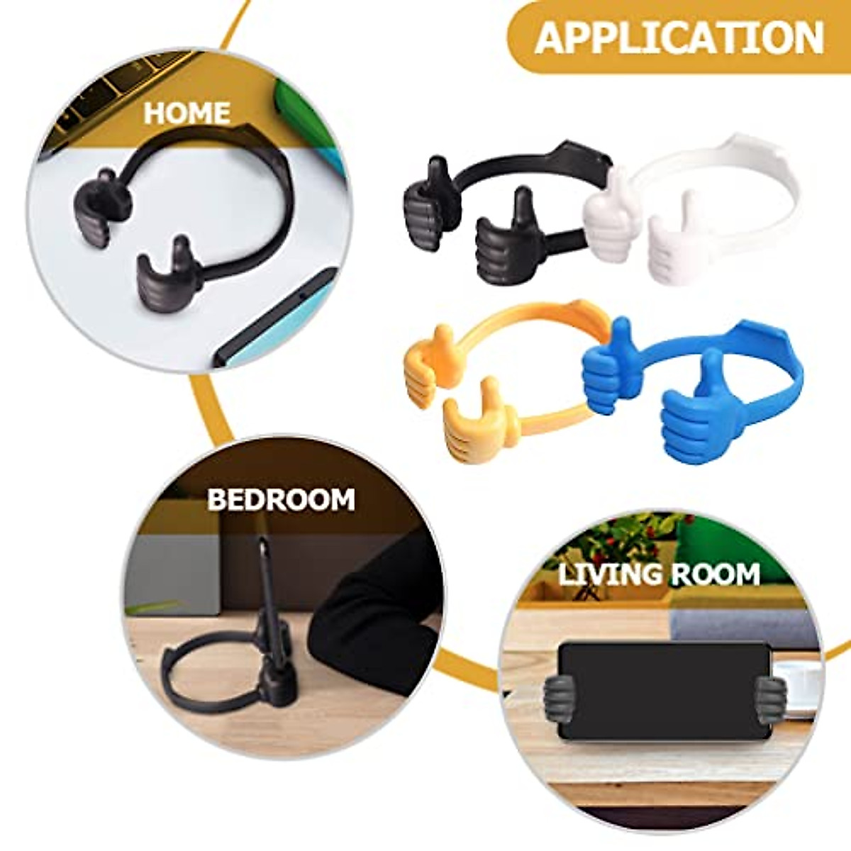 SAFIGLE 4Pcs Lazy Thumbs Up Cell Phone Holder for Desk, Creative Flexible Cell Phone Stands Lazy Phones Stand with Hand Holder Desk, Cellphone Thumb Holder Multi-Angle Phone Holder