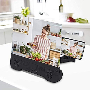14'' Screen Magnifier with Bluetooth Speakers for Cell Phone,3D Magnifying Projector Screen Enlarger for Movies Videos Games Foldable Stand Holder with HD Screen Amplifier Supports All Smartphones