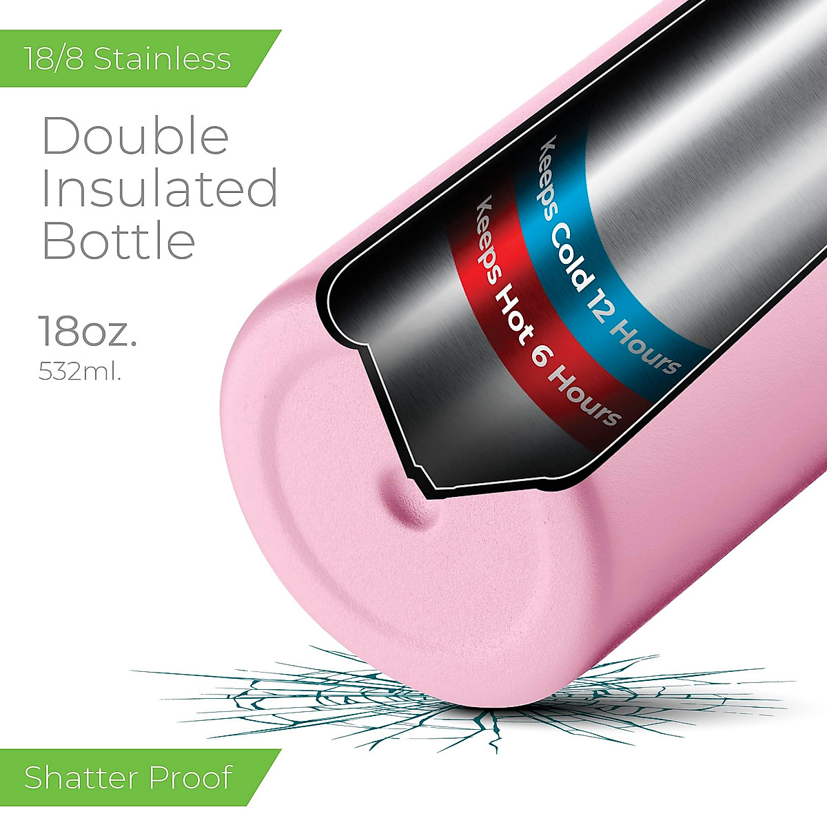 SIPX™ Triple-Insulated Tumblers - 18 Oz. Slim Modern Tumbler With Lid, insulated Cup Keeps Hot For 12 Hours, Stainless Steel Tumbler Made Of Sustainable Material, Coffee Travel Mug (Pink)