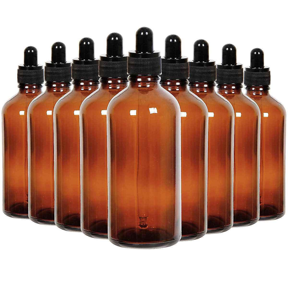 Youngever 16 Pack 4 Ounce Glass Dropper Bottles for Essential Oil, 2 Stainless Steel Mini Funnels (Amber)