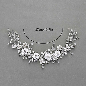 GORAIS Flower Bride Wedding Hair Vine Crystal Bridal Headpieces Pearl Hair Accessories for Women and Girls (A-Silver)