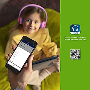 Philips K4206 Kids Wireless On-Ear Headphones, Bluetooth + Cable Connection, 85dB Limit for Safer Hearing, Built-in Mic, 28 Hours Play time, Parental Controls via Philips Headphones